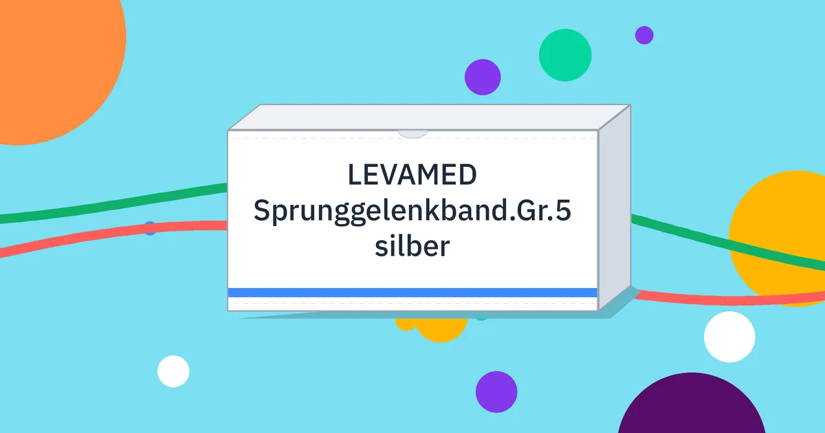 Symbolbild: Packung mit der Aufschrift LEVAMED Sprunggelenkband.Gr.5 silber (PZN 15315301) – Verfügbarkeit und Bezug in Apotheken in Frankfurt am Main