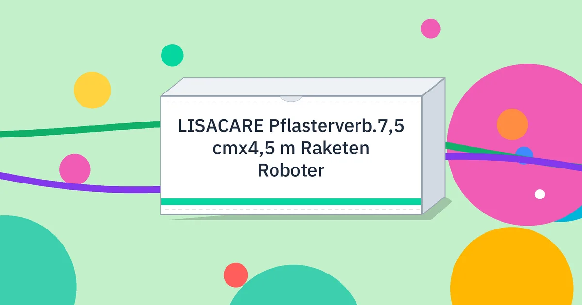 Symbolbild: Packung mit der Aufschrift LISACARE Pflasterverb.7,5 cmx4,5 m Raketen Roboter (PZN 17892994) – Verfügbarkeit und Bezug in Apotheken in Frankfurt am Main