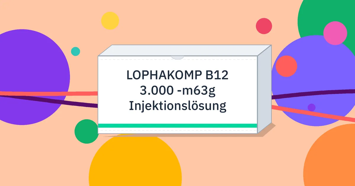 Symbolbild: Packung mit der Aufschrift LOPHAKOMP B12 3.000 -m63g Injektionslösung (PZN 04777300) – Verfügbarkeit und Bezug in Apotheken in Frankfurt am Main