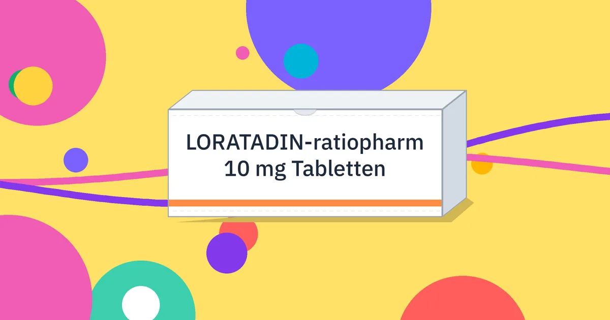 Symbolbild: Packung mit der Aufschrift LORATADIN-ratiopharm 10 mg Tabletten (PZN 00142906) – Verfügbarkeit und Bezug in Apotheken in Frankfurt am Main
