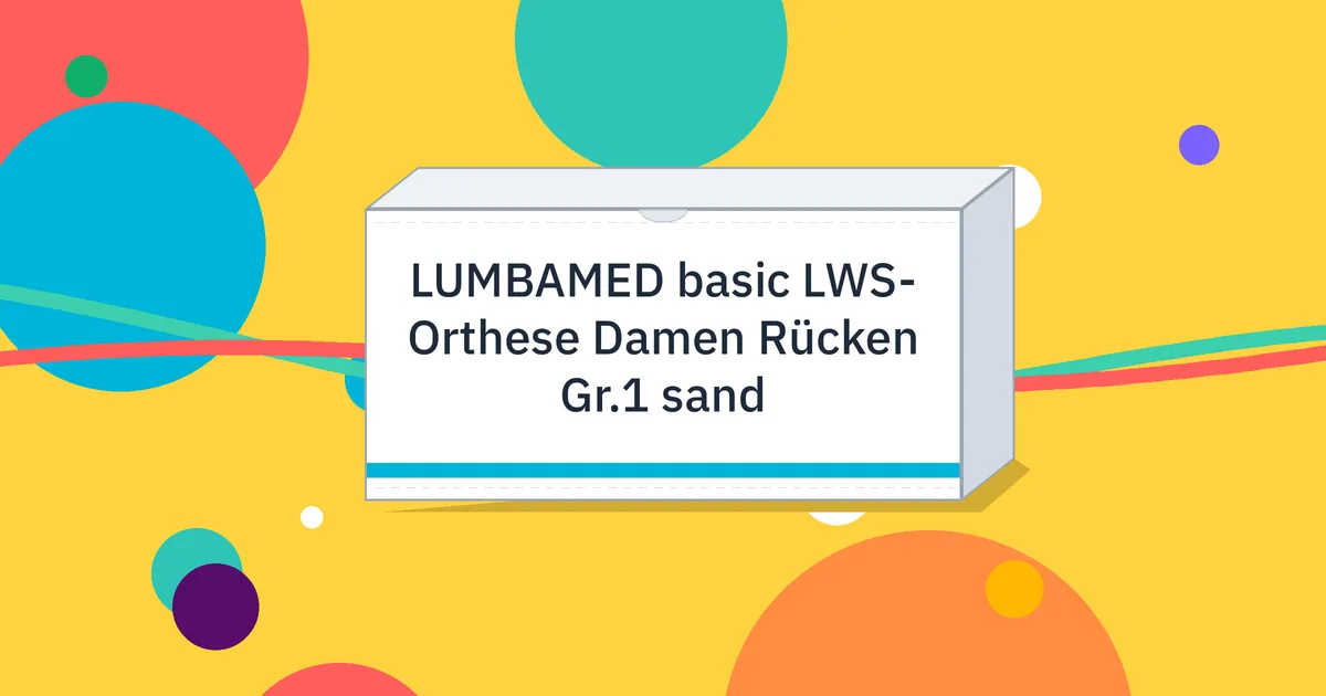 Symbolbild: Packung mit der Aufschrift LUMBAMED basic LWS-Orthese Damen Rücken Gr.1 sand (PZN 18827898) – Verfügbarkeit und Bezug in Apotheken in Frankfurt am Main