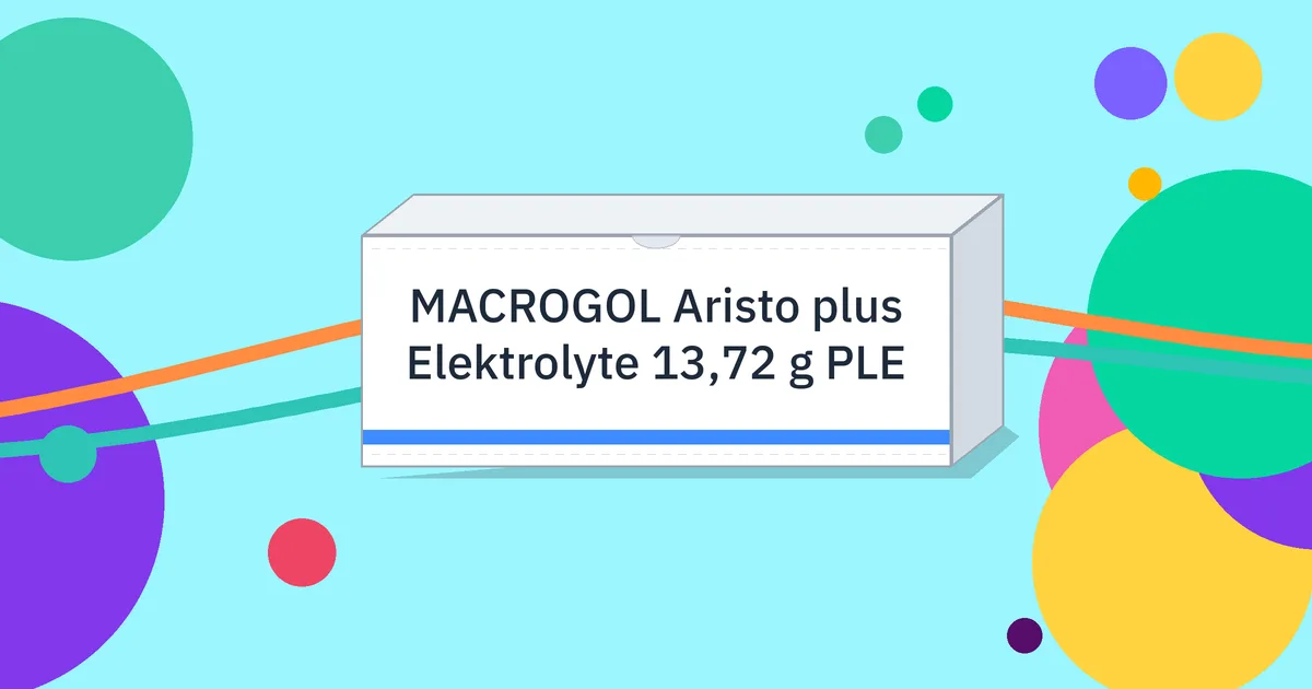 Symbolbild: Packung mit der Aufschrift MACROGOL Aristo plus Elektrolyte 13,72 g PLE (PZN 18858539) – Verfügbarkeit und Bezug in Apotheken in Frankfurt am Main