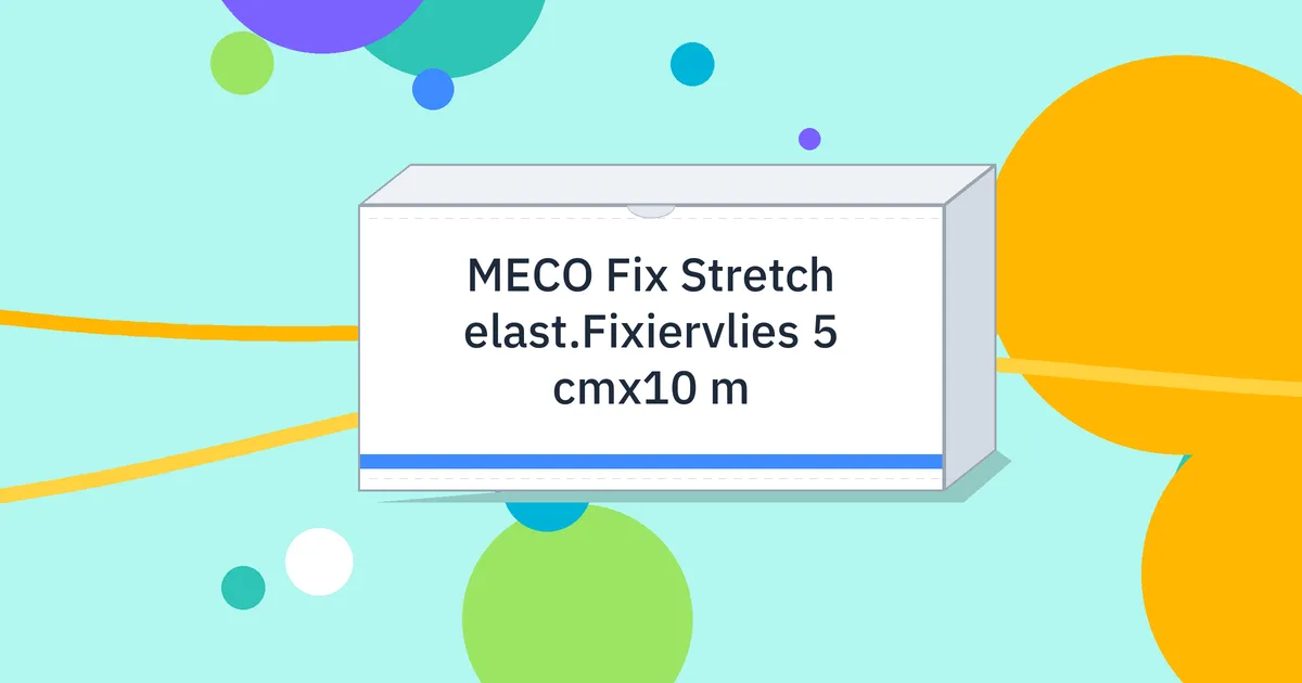 Symbolbild: Packung mit der Aufschrift MECO Fix Stretch elast.Fixiervlies 5 cmx10 m (PZN 19181754) – Verfügbarkeit und Bezug in Apotheken in Frankfurt am Main