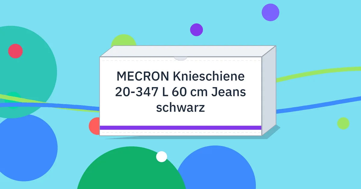 Symbolbild: Packung mit der Aufschrift MECRON Knieschiene 20-347 L 60 cm Jeans schwarz (PZN 02911065) – Verfügbarkeit und Bezug in Apotheken in Frankfurt am Main
