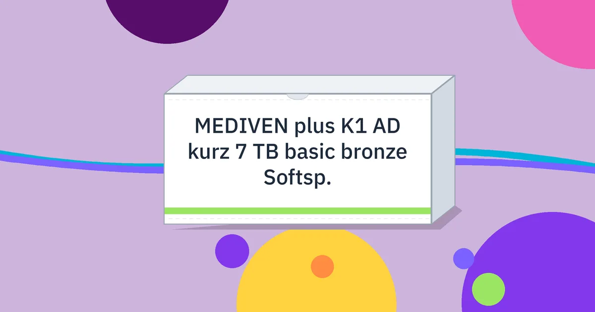 Symbolbild: Packung mit der Aufschrift MEDIVEN plus K1 AD kurz 7 TB basic bronze Softsp. (PZN 15046108) – Verfügbarkeit und Bezug in Apotheken in Frankfurt am Main