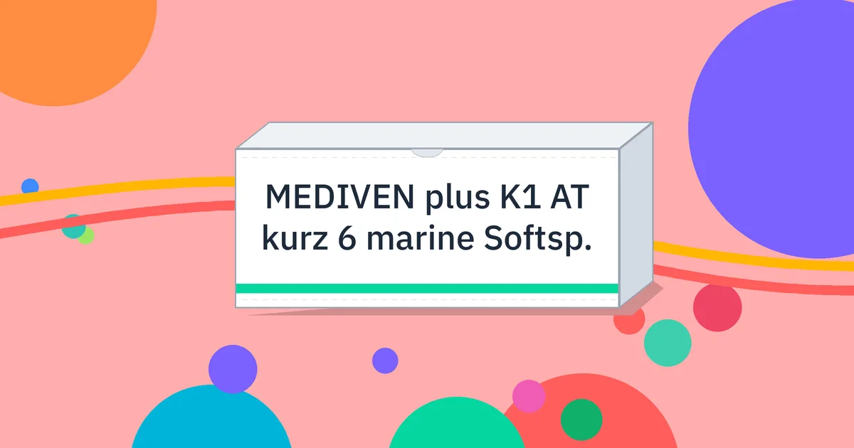 Symbolbild: Packung mit der Aufschrift MEDIVEN plus K1 AT kurz 6 marine Softsp. (PZN 15026092) – Verfügbarkeit und Bezug in Apotheken in Frankfurt am Main