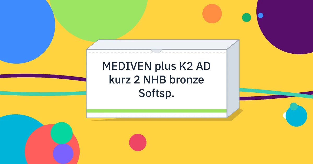 Symbolbild: Packung mit der Aufschrift MEDIVEN plus K2 AD kurz 2 NHB bronze Softsp. (PZN 15925666) – Verfügbarkeit und Bezug in Apotheken in Frankfurt am Main