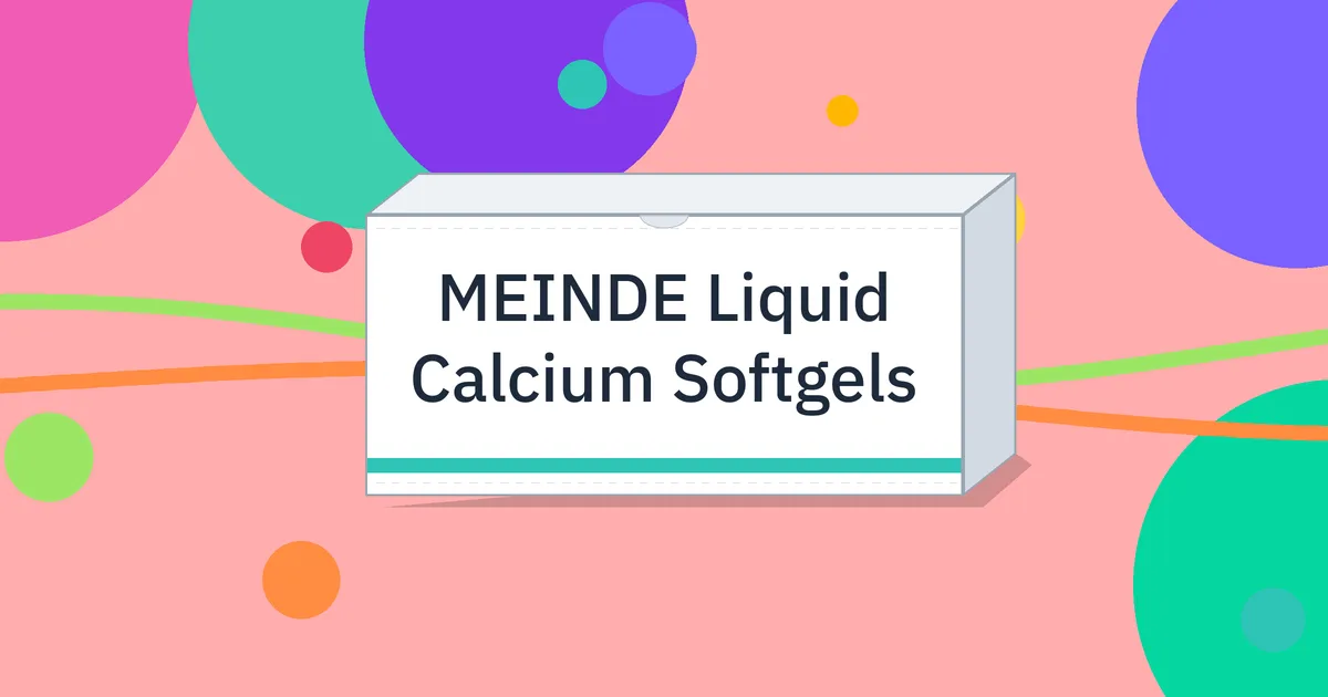 Symbolbild: Packung mit der Aufschrift MEINDE Liquid Calcium Softgels (PZN 20103305) – Verfügbarkeit und Bezug in Apotheken in Frankfurt am Main