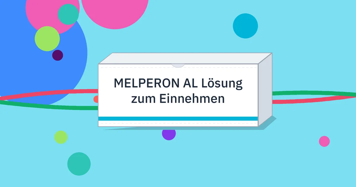 Symbolbild: Packung mit der Aufschrift MELPERON AL Lösung zum Einnehmen (PZN 04651450) – Verfügbarkeit und Bezug in Apotheken in Frankfurt am Main