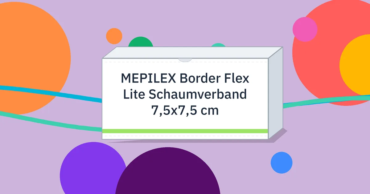 Symbolbild: Packung mit der Aufschrift MEPILEX Border Flex Lite Schaumverband 7,5x7,5 cm (PZN 18719298) – Verfügbarkeit und Bezug in Apotheken in Frankfurt am Main