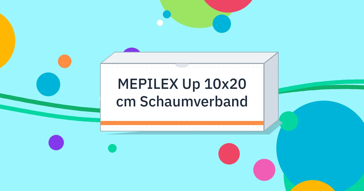 Symbolbild: Packung mit der Aufschrift MEPILEX Up 10x20 cm Schaumverband (PZN 18781831) – Verfügbarkeit und Bezug in Apotheken in Frankfurt am Main