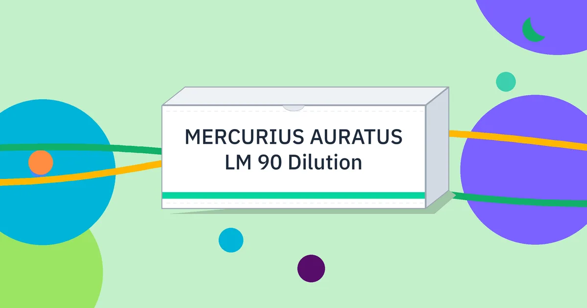 Symbolbild: Packung mit der Aufschrift MERCURIUS AURATUS LM 90 Dilution (PZN 12948454) – Verfügbarkeit und Bezug in Apotheken in Frankfurt am Main