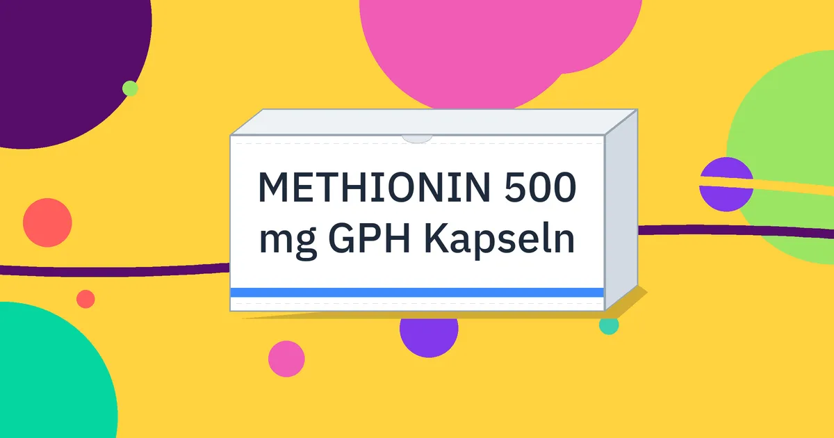 Symbolbild: Packung mit der Aufschrift METHIONIN 500 mg GPH Kapseln (PZN 00128326) – Verfügbarkeit und Bezug in Apotheken in Frankfurt am Main