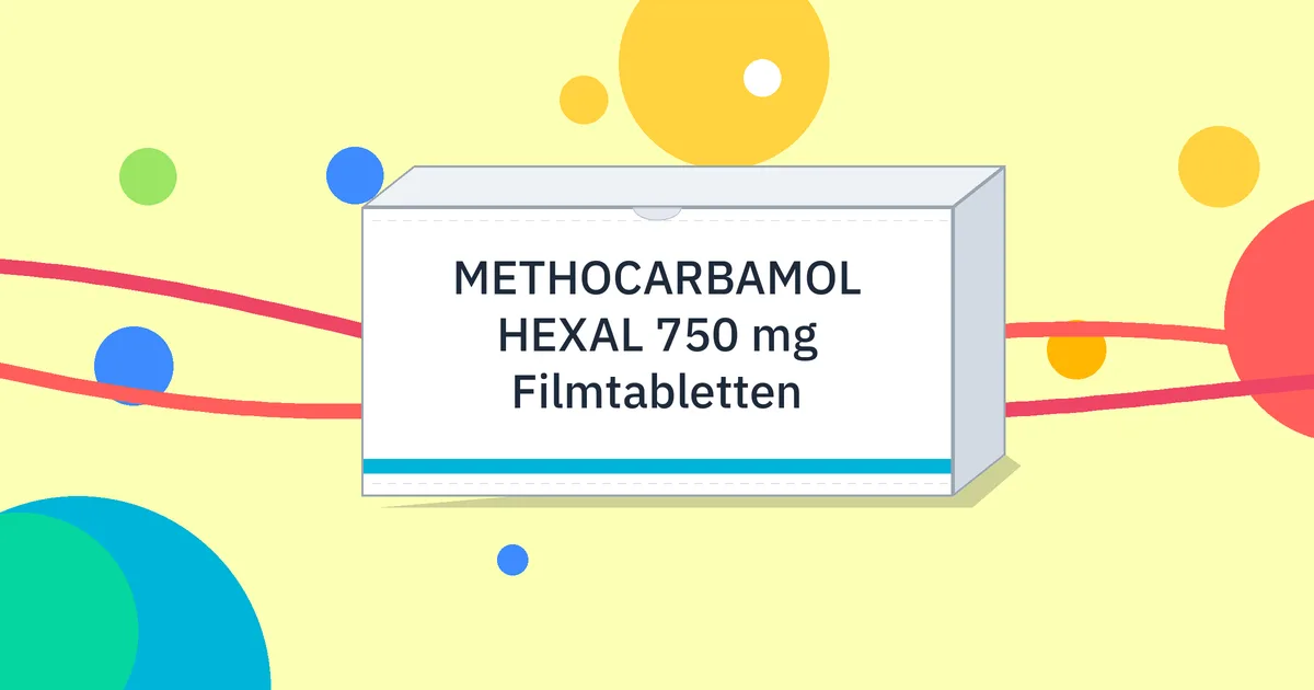 Symbolbild: Packung mit der Aufschrift METHOCARBAMOL HEXAL 750 mg Filmtabletten (PZN 15241608) – Verfügbarkeit und Bezug in Apotheken in Frankfurt am Main