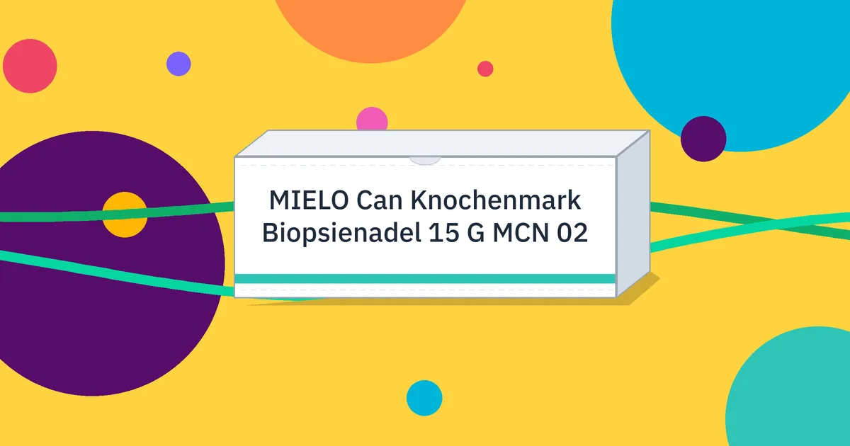 Symbolbild: Packung mit der Aufschrift MIELO Can Knochenmark Biopsienadel 15 G MCN 02 (PZN 00298169) – Verfügbarkeit und Bezug in Apotheken in Frankfurt am Main