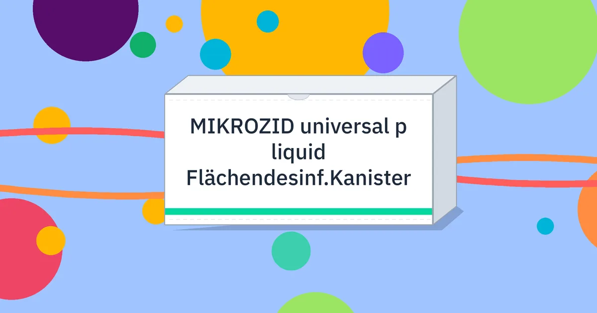 Symbolbild: Packung mit der Aufschrift MIKROZID universal p liquid Flächendesinf.Kanister (PZN 19990146) – Verfügbarkeit und Bezug in Apotheken in Frankfurt am Main