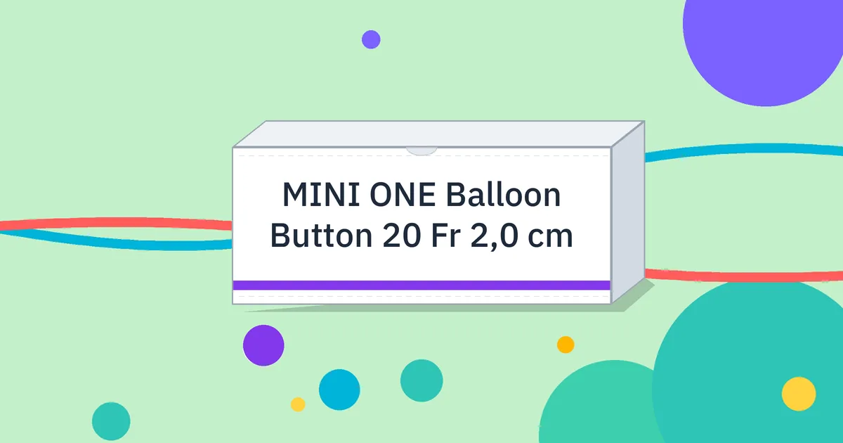 Symbolbild: Packung mit der Aufschrift MINI ONE Balloon Button 20 Fr 2,0 cm (PZN 14342371) – Verfügbarkeit und Bezug in Apotheken in Frankfurt am Main