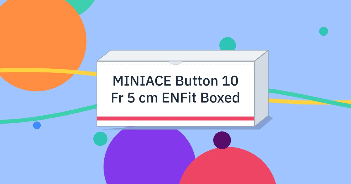 Symbolbild: Packung mit der Aufschrift MINIACE Button 10 Fr 5 cm ENFit Boxed (PZN 16953162) – Verfügbarkeit und Bezug in Apotheken in Frankfurt am Main
