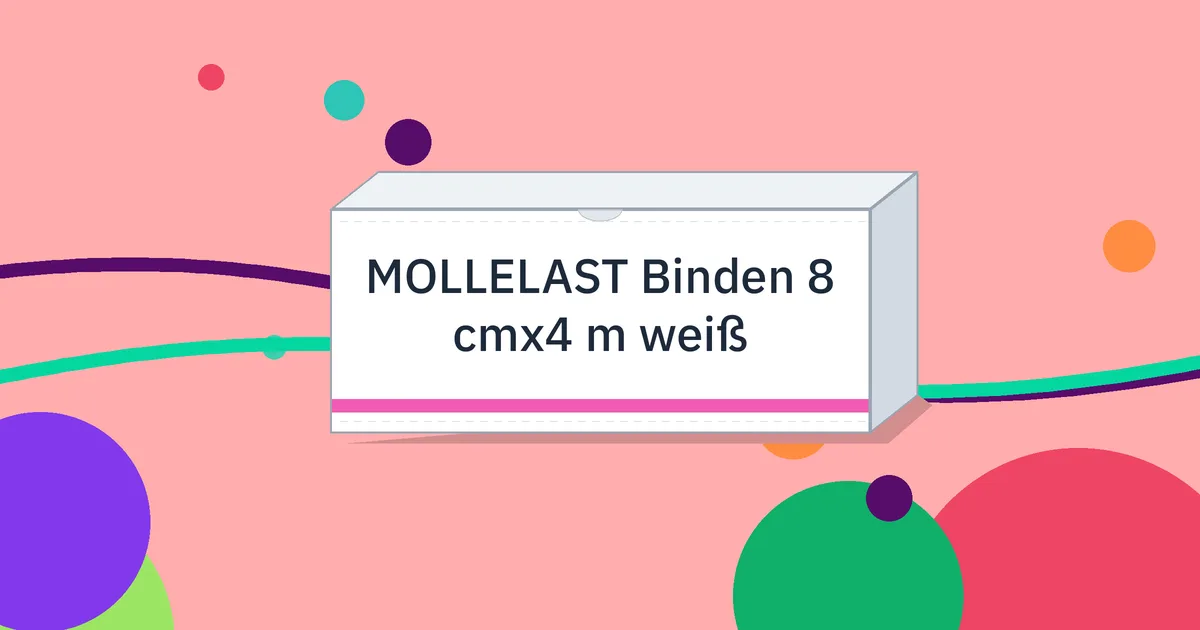 Symbolbild: Packung mit der Aufschrift MOLLELAST Binden 8 cmx4 m weiß (PZN 19702779) – Verfügbarkeit und Bezug in Apotheken in Frankfurt am Main