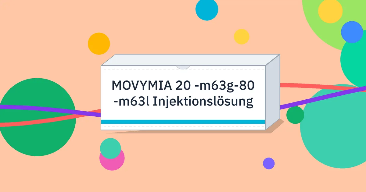 Symbolbild: Packung mit der Aufschrift MOVYMIA 20 -m63g-80 -m63l Injektionslösung (PZN 16873173) – Verfügbarkeit und Bezug in Apotheken in Frankfurt am Main