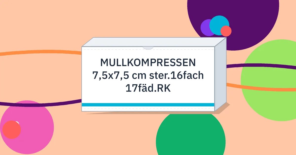 Symbolbild: Packung mit der Aufschrift MULLKOMPRESSEN 7,5x7,5 cm ster.16fach 17fäd.RK (PZN 06931047) – Verfügbarkeit und Bezug in Apotheken in Frankfurt am Main