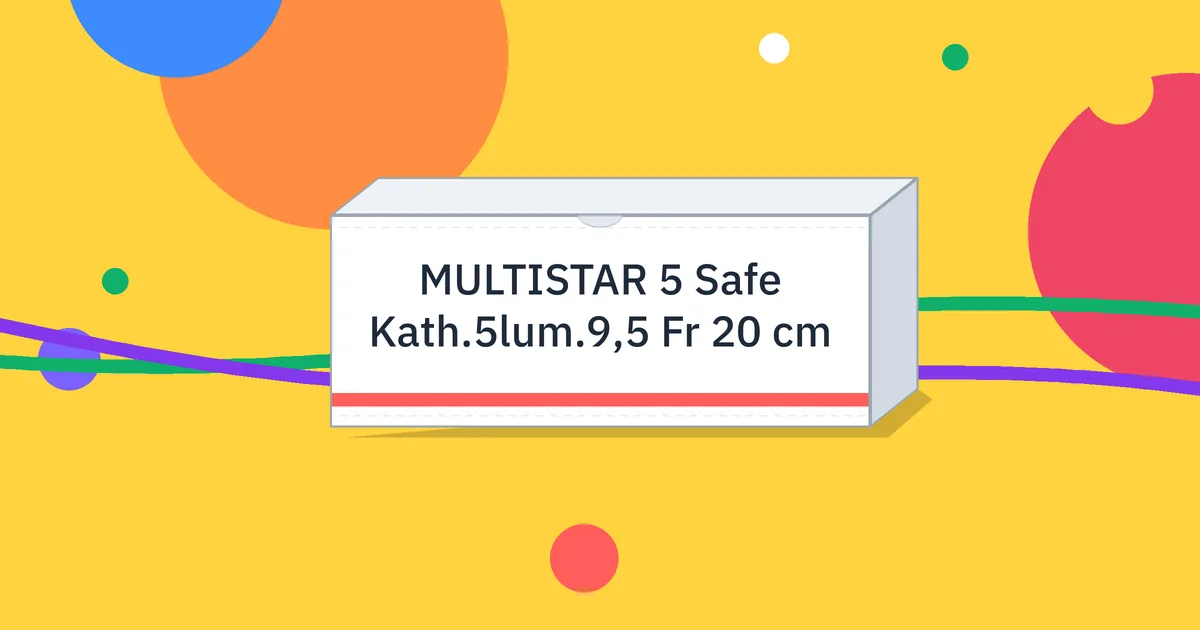 Symbolbild: Packung mit der Aufschrift MULTISTAR 5 Safe Kath.5lum.9,5 Fr 20 cm (PZN 10304103) – Verfügbarkeit und Bezug in Apotheken in Frankfurt am Main