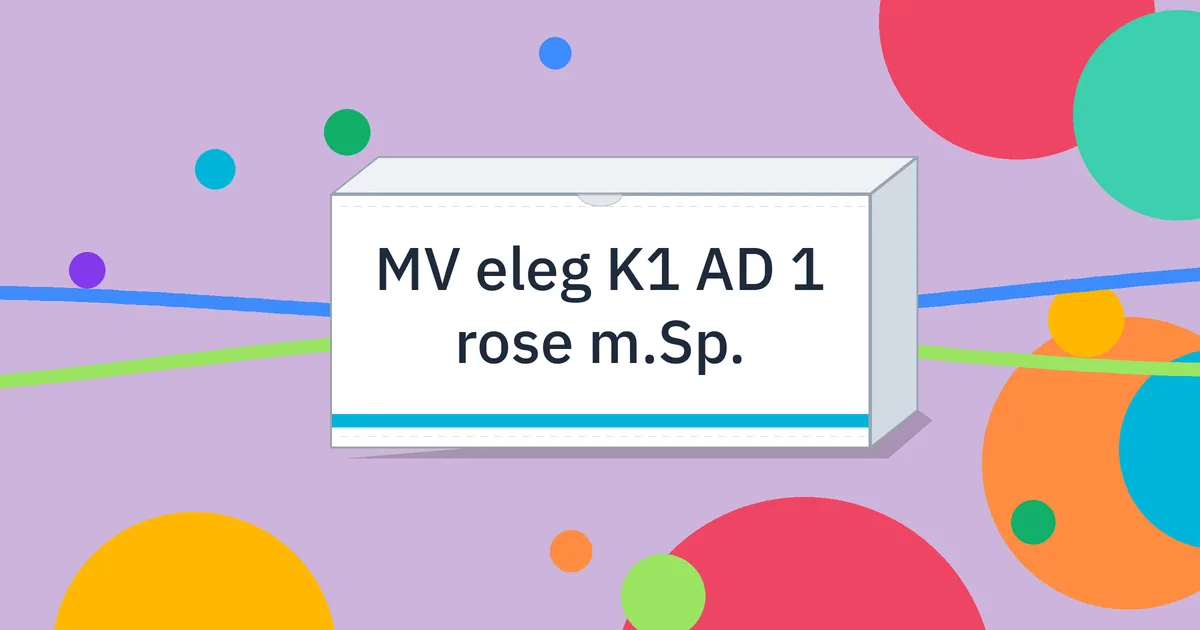 Symbolbild: Packung mit der Aufschrift MV eleg K1 AD 1 rose m.Sp. (PZN 14685616) – Verfügbarkeit und Bezug in Apotheken in Frankfurt am Main
