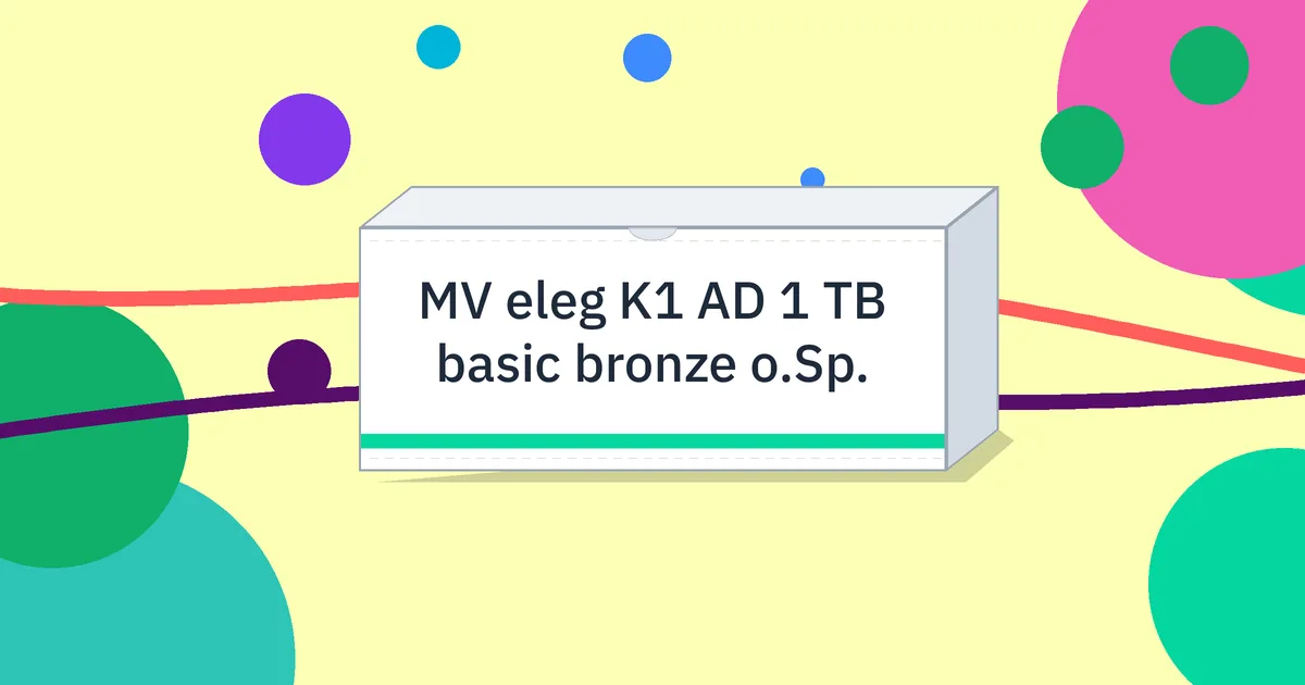 Symbolbild: Packung mit der Aufschrift MV eleg K1 AD 1 TB basic bronze o.Sp. (PZN 14705661) – Verfügbarkeit und Bezug in Apotheken in Frankfurt am Main