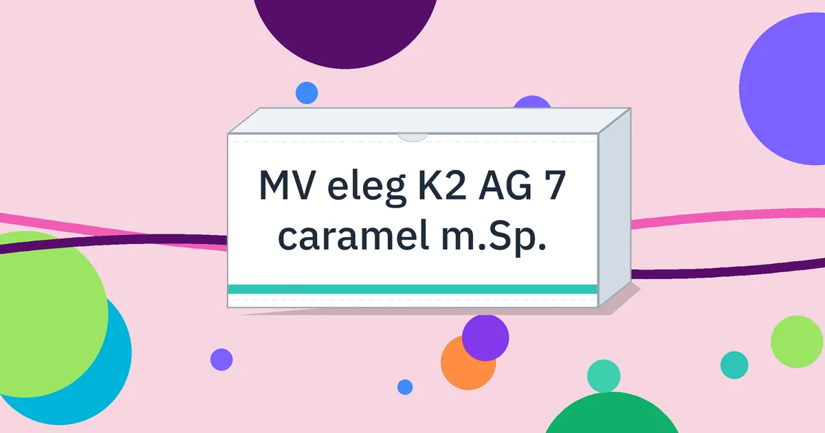 Symbolbild: Packung mit der Aufschrift MV eleg K2 AG 7 caramel m.Sp. (PZN 00531660) – Verfügbarkeit und Bezug in Apotheken in Frankfurt am Main