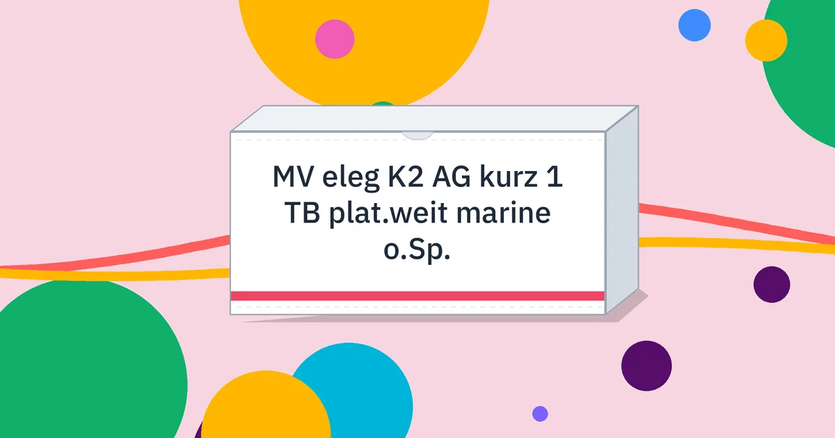 Symbolbild: Packung mit der Aufschrift MV eleg K2 AG kurz 1 TB plat.weit marine o.Sp. (PZN 14605190) – Verfügbarkeit und Bezug in Apotheken in Frankfurt am Main