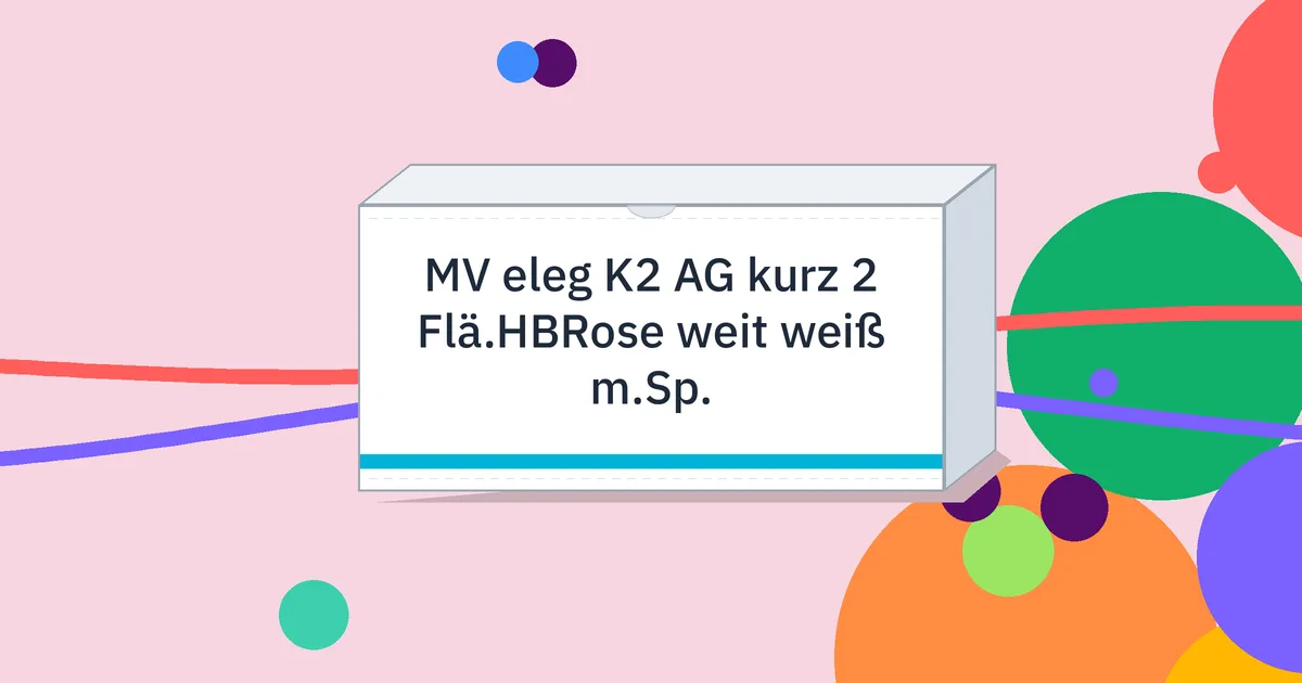 Symbolbild: Packung mit der Aufschrift MV eleg K2 AG kurz 2 Flä.HBRose weit weiß m.Sp. (PZN 15707225) – Verfügbarkeit und Bezug in Apotheken in Frankfurt am Main