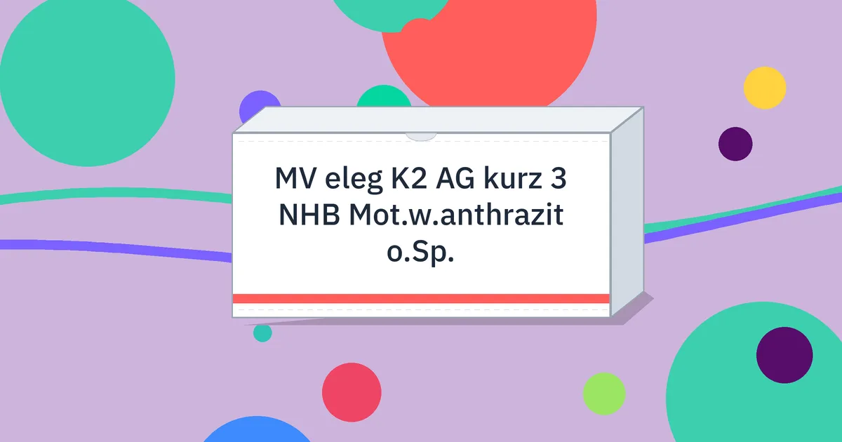 Symbolbild: Packung mit der Aufschrift MV eleg K2 AG kurz 3 NHB Mot.w.anthrazit o.Sp. (PZN 15711971) – Verfügbarkeit und Bezug in Apotheken in Frankfurt am Main