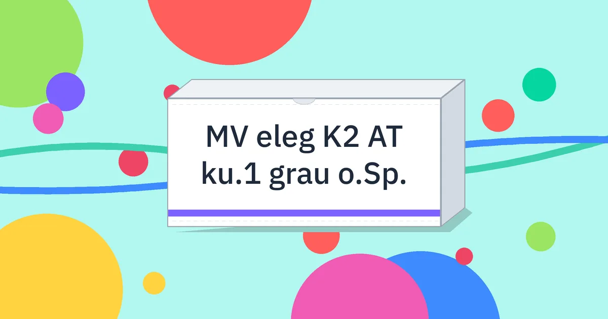 Symbolbild: Packung mit der Aufschrift MV eleg K2 AT ku.1 grau o.Sp. (PZN 18922941) – Verfügbarkeit und Bezug in Apotheken in Frankfurt am Main