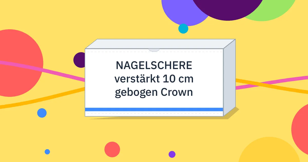 Symbolbild: Packung mit der Aufschrift NAGELSCHERE verstärkt 10 cm gebogen Crown (PZN 03075122) – Verfügbarkeit und Bezug in Apotheken in Frankfurt am Main