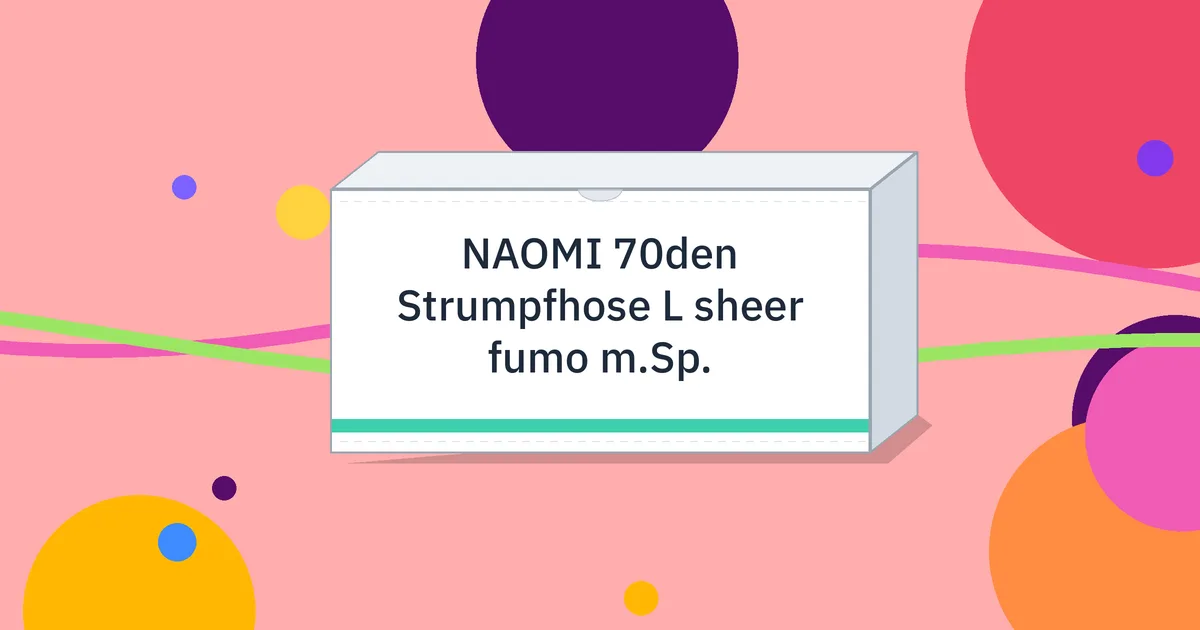 Symbolbild: Packung mit der Aufschrift NAOMI 70den Strumpfhose L sheer fumo m.Sp. (PZN 16179283) – Verfügbarkeit und Bezug in Apotheken in Frankfurt am Main