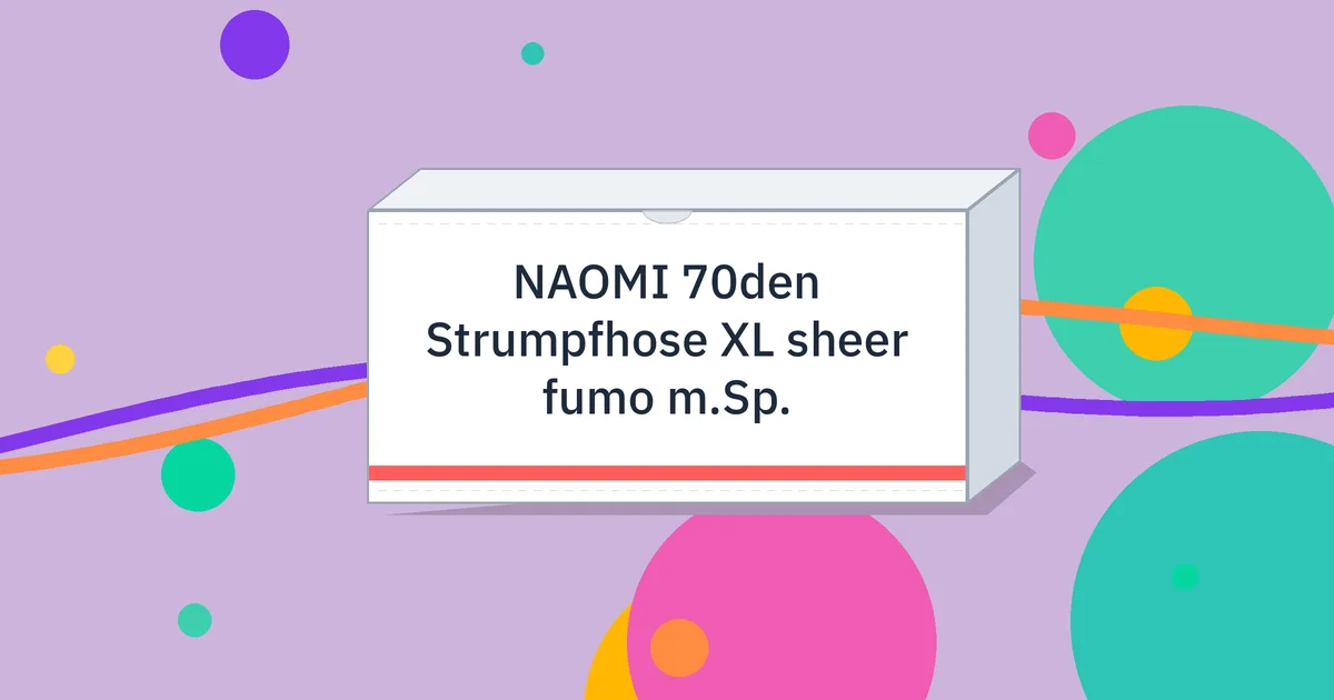 Symbolbild: Packung mit der Aufschrift NAOMI 70den Strumpfhose XL sheer fumo m.Sp. (PZN 16179308) – Verfügbarkeit und Bezug in Apotheken in Frankfurt am Main