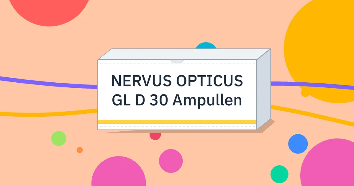 Symbolbild: Packung mit der Aufschrift NERVUS OPTICUS GL D 30 Ampullen (PZN 02831260) – Verfügbarkeit und Bezug in Apotheken in Frankfurt am Main
