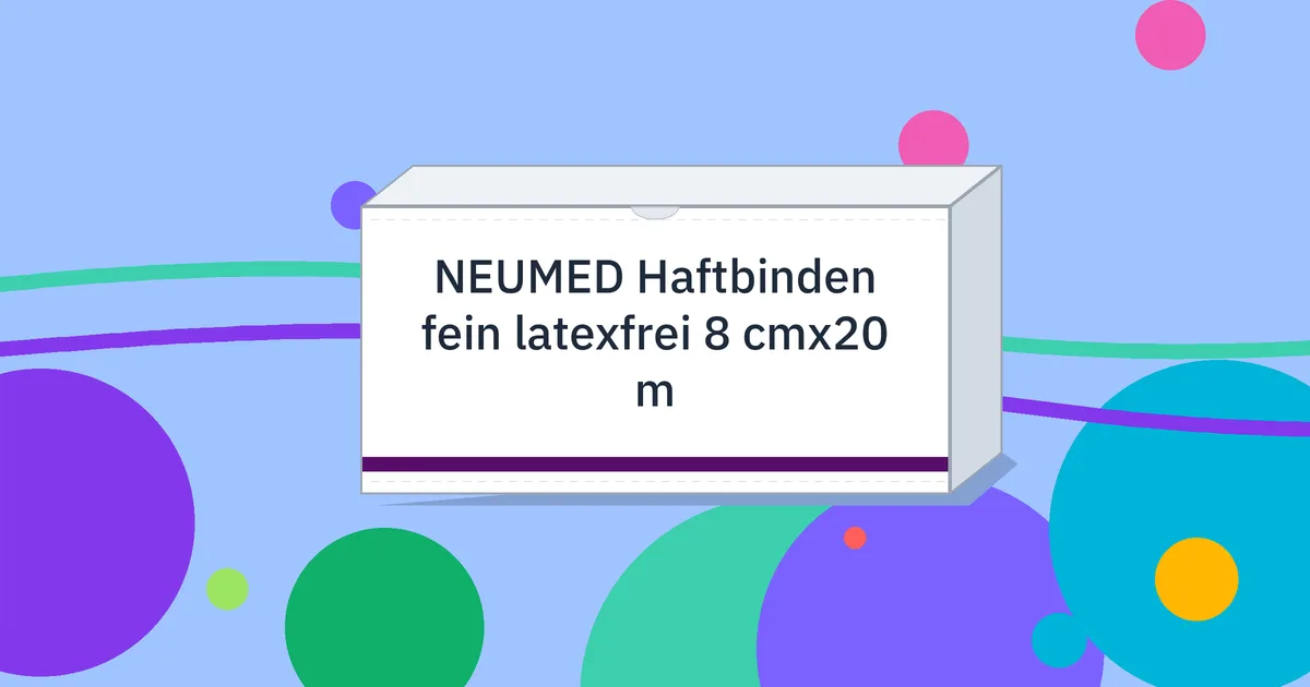 Symbolbild: Packung mit der Aufschrift NEUMED Haftbinden fein latexfrei 8 cmx20 m (PZN 09197872) – Verfügbarkeit und Bezug in Apotheken in Frankfurt am Main