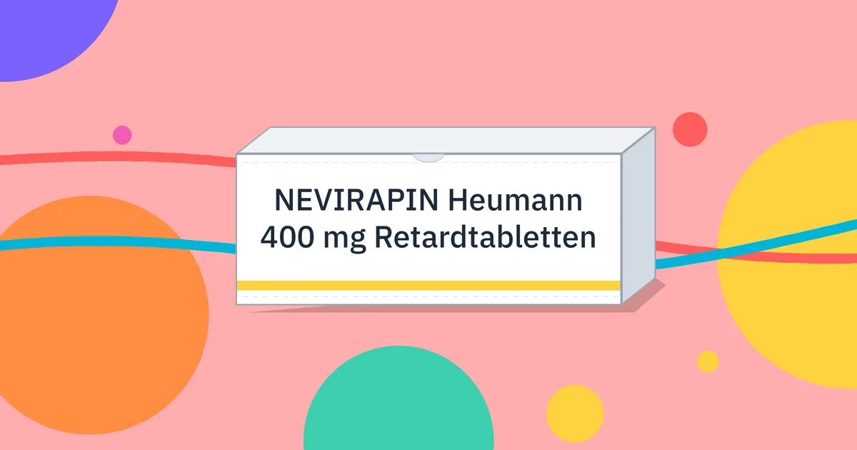 Symbolbild: Packung mit der Aufschrift NEVIRAPIN Heumann 400 mg Retardtabletten (PZN 14041586) – Verfügbarkeit und Bezug in Apotheken in Frankfurt am Main
