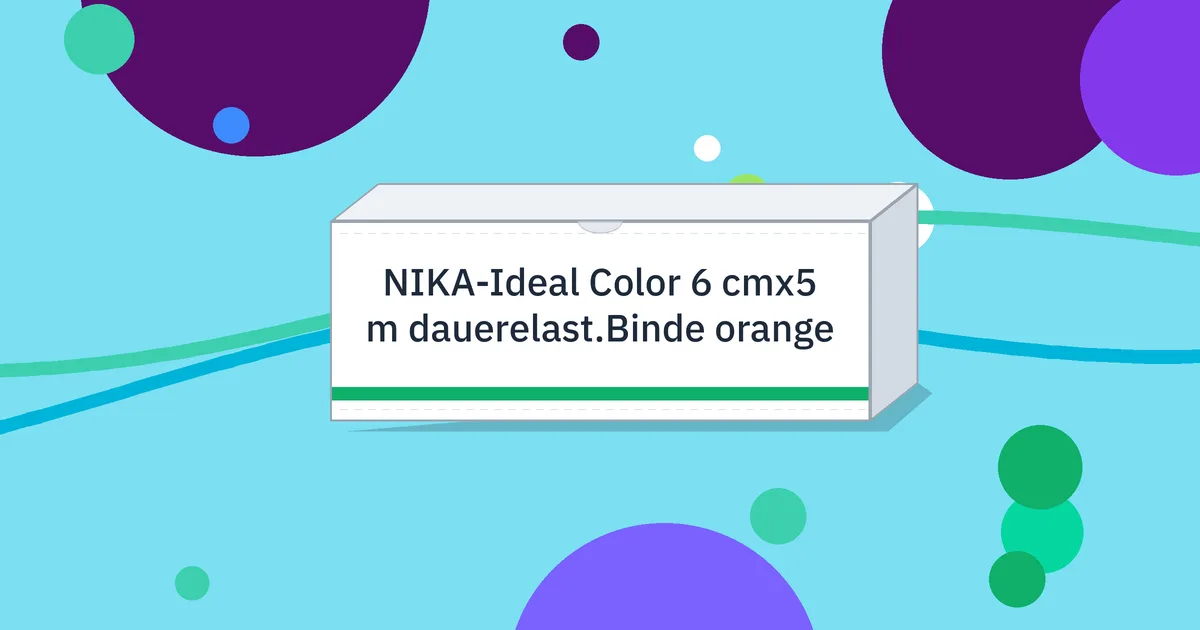 Symbolbild: Packung mit der Aufschrift NIKA-Ideal Color 6 cmx5 m dauerelast.Binde orange (PZN 14236172) – Verfügbarkeit und Bezug in Apotheken in Frankfurt am Main