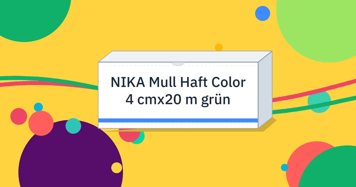 Symbolbild: Packung mit der Aufschrift NIKA Mull Haft Color 4 cmx20 m grün (PZN 10320444) – Verfügbarkeit und Bezug in Apotheken in Frankfurt am Main