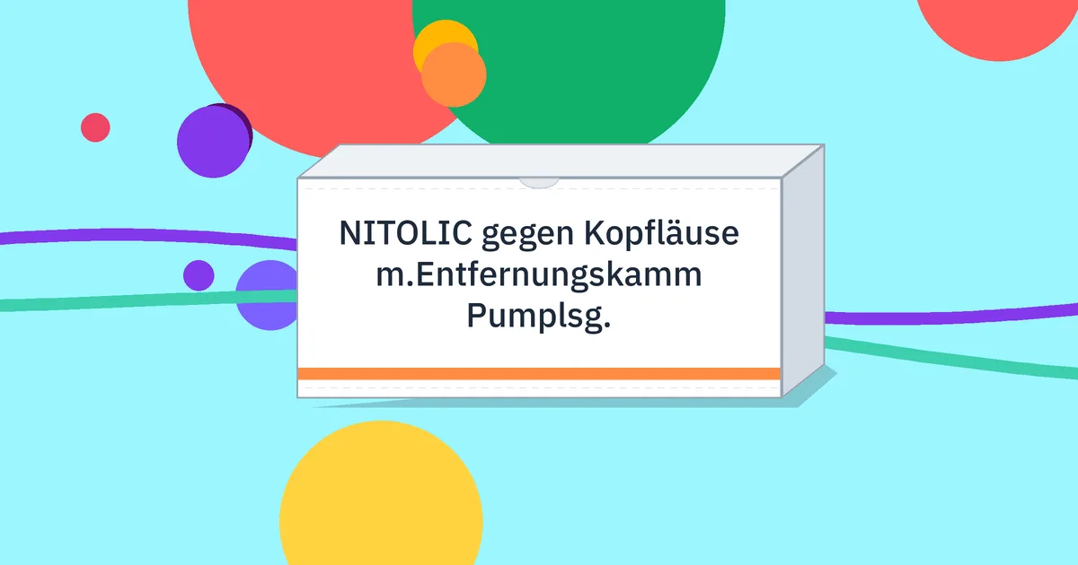 Symbolbild: Packung mit der Aufschrift NITOLIC gegen Kopfläuse m.Entfernungskamm Pumplsg. (PZN 17878474) – Verfügbarkeit und Bezug in Apotheken in Frankfurt am Main