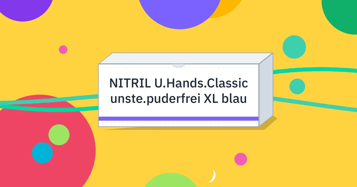 Symbolbild: Packung mit der Aufschrift NITRIL U.Hands.Classic unste.puderfrei XL blau (PZN 11540372) – Verfügbarkeit und Bezug in Apotheken in Frankfurt am Main