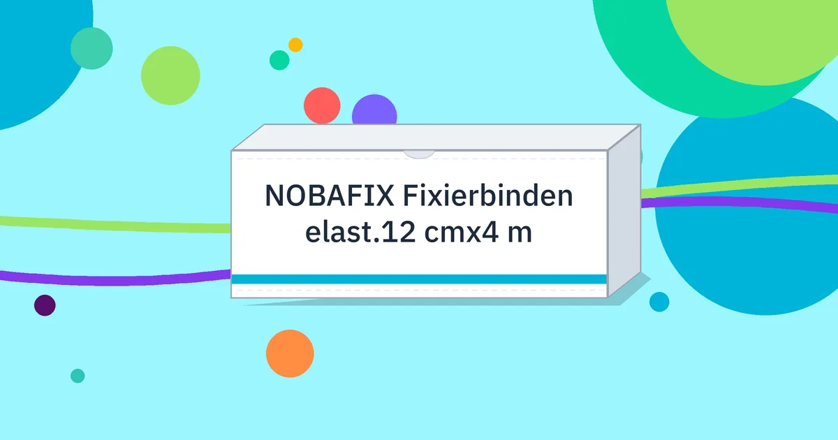 Symbolbild: Packung mit der Aufschrift NOBAFIX Fixierbinden elast.12 cmx4 m (PZN 16028058) – Verfügbarkeit und Bezug in Apotheken in Frankfurt am Main