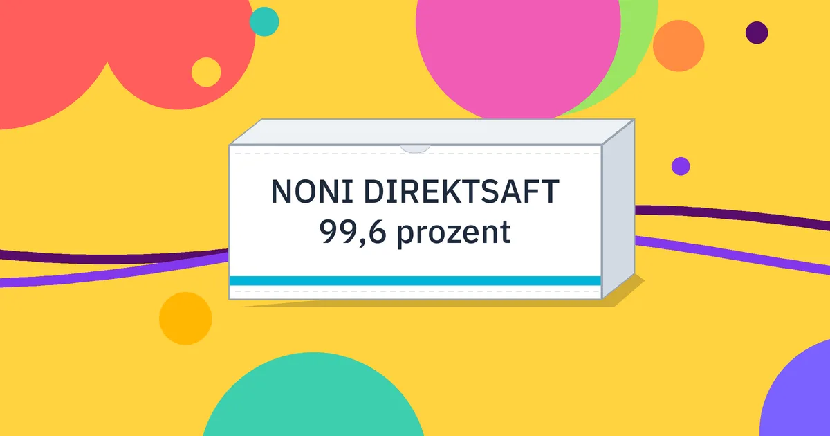 Symbolbild: Packung mit der Aufschrift NONI DIREKTSAFT 99,6 prozent (PZN 04812048) – Verfügbarkeit und Bezug in Apotheken in Frankfurt am Main