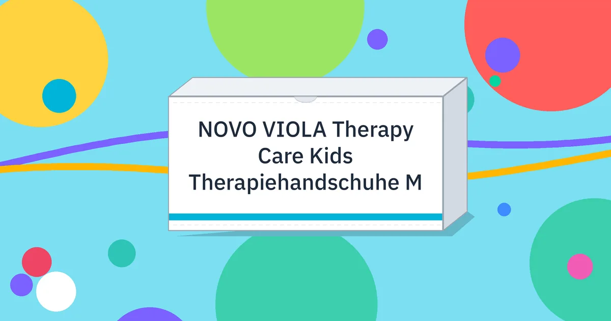 Symbolbild: Packung mit der Aufschrift NOVO VIOLA Therapy Care Kids Therapiehandschuhe M (PZN 19536418) – Verfügbarkeit und Bezug in Apotheken in Frankfurt am Main