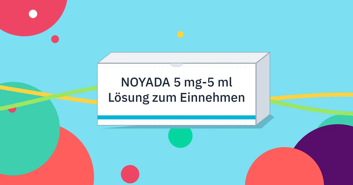 Symbolbild: Packung mit der Aufschrift NOYADA 5 mg-5 ml Lösung zum Einnehmen (PZN 17627358) – Verfügbarkeit und Bezug in Apotheken in Frankfurt am Main