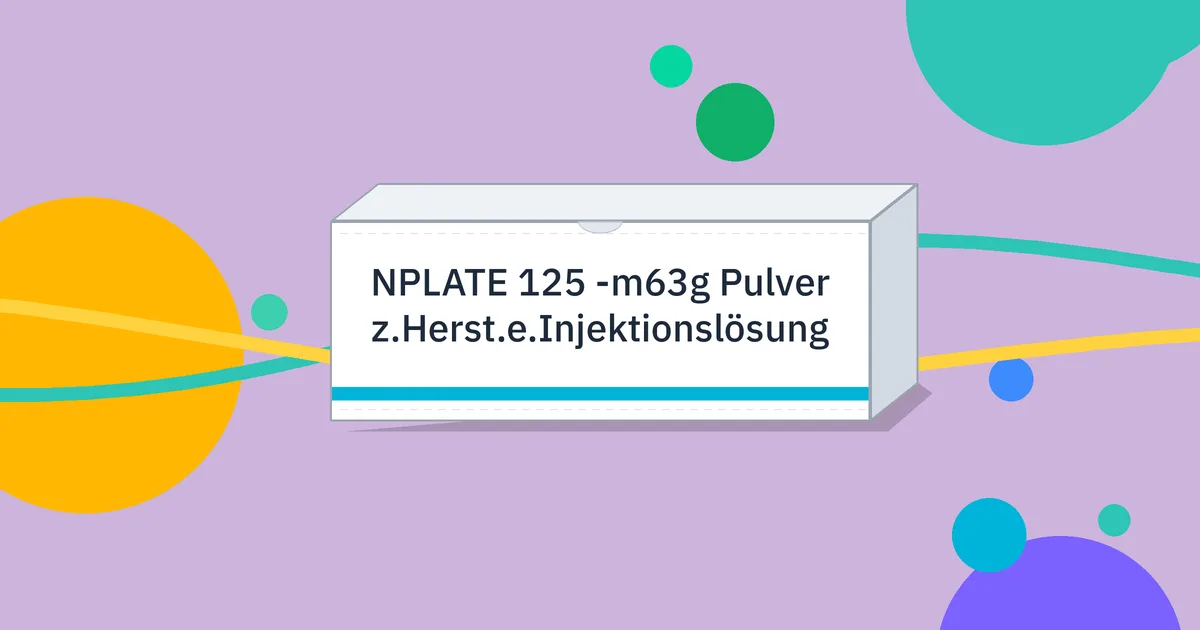 Symbolbild: Packung mit der Aufschrift NPLATE 125 -m63g Pulver z.Herst.e.Injektionslösung (PZN 17823220) – Verfügbarkeit und Bezug in Apotheken in Frankfurt am Main