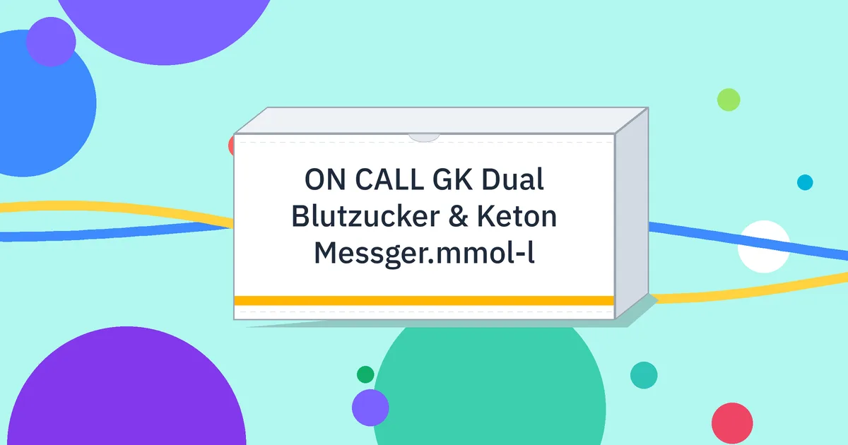 Symbolbild: Packung mit der Aufschrift ON CALL GK Dual Blutzucker & Keton Messger.mmol-l (PZN 16914535) – Verfügbarkeit und Bezug in Apotheken in Frankfurt am Main