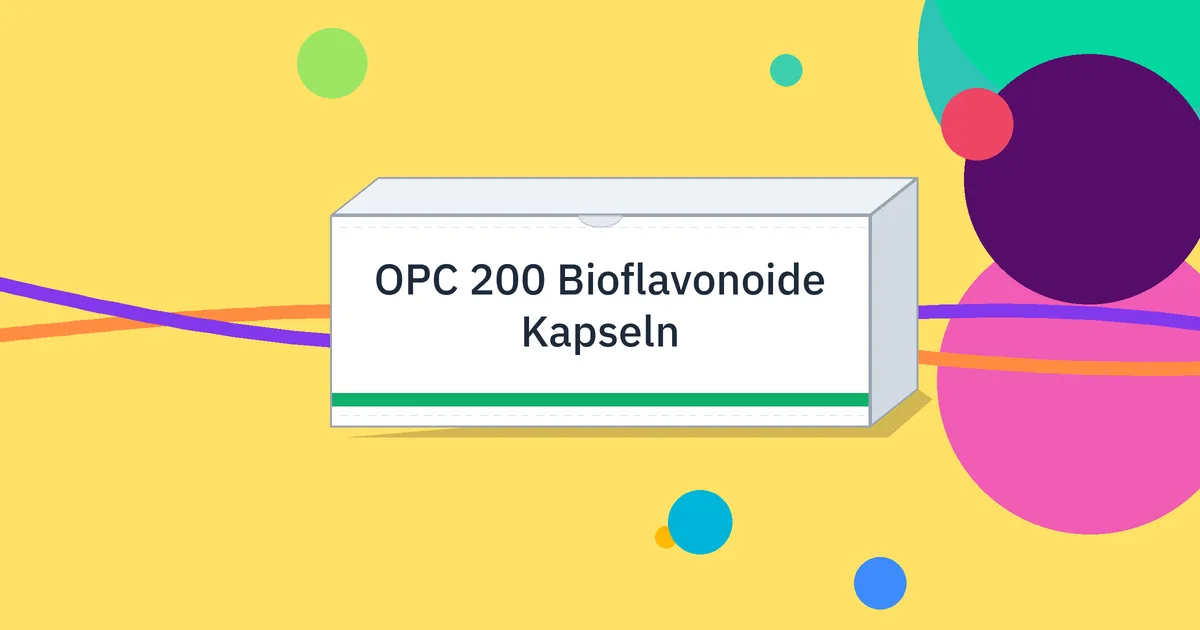 Symbolbild: Packung mit der Aufschrift OPC 200 Bioflavonoide Kapseln (PZN 02604357) – Verfügbarkeit und Bezug in Apotheken in Frankfurt am Main